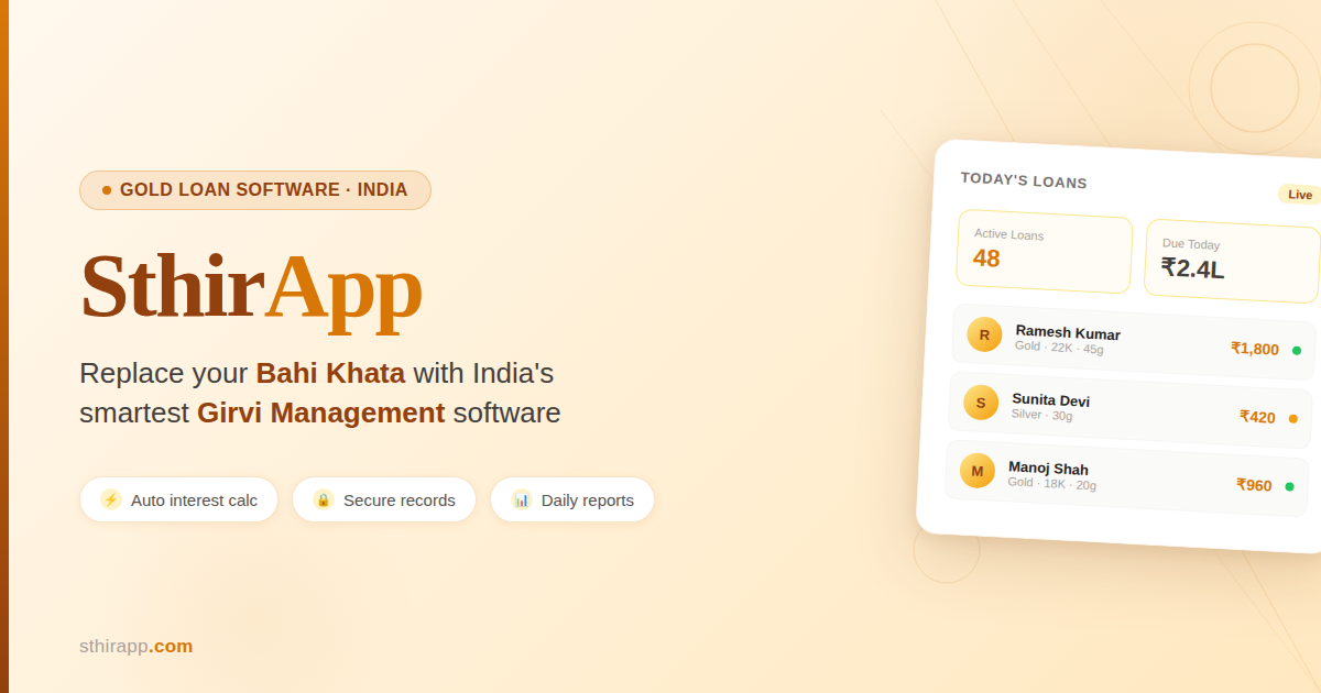Gold Loan and Girvi Management Software for Jewellers | SthirApp